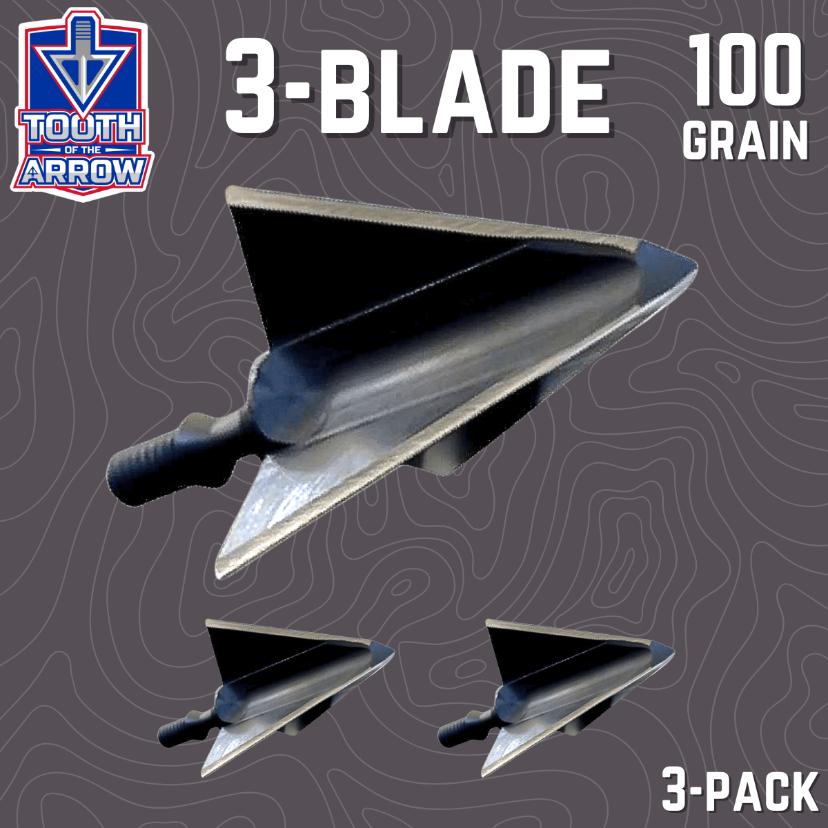 TOTA | 100 grain broadhead | 1-1/8 inch | fixed 3-blade – Tooth of the ...